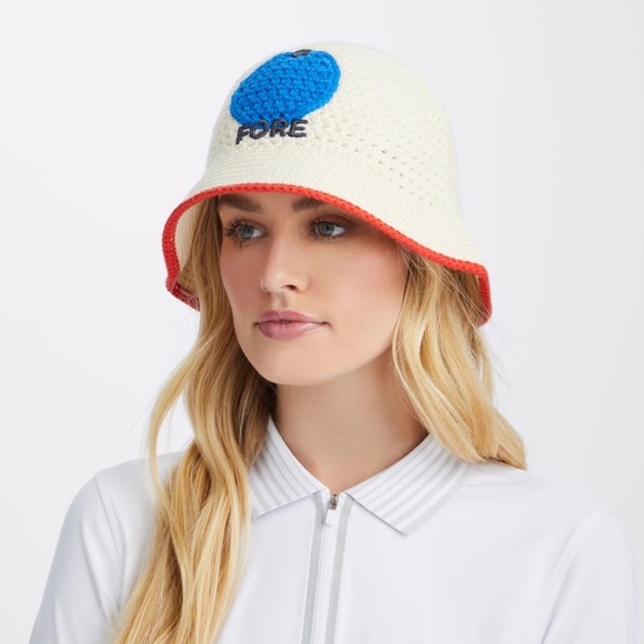 G/FORE | Accessories | Brand New 55 Gfore Crochet Bucket Hat Snow ...